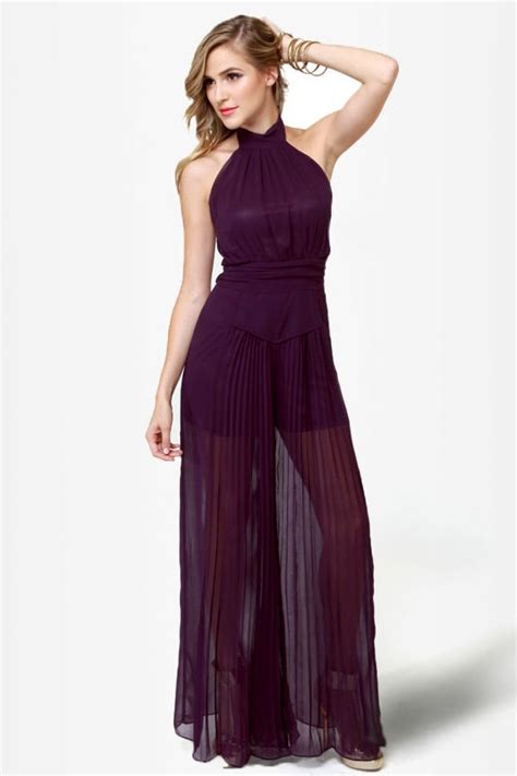Sexy Purple Jumpsuit Backless Jumpsuit Halter Jumpsuit 4700 Lulus