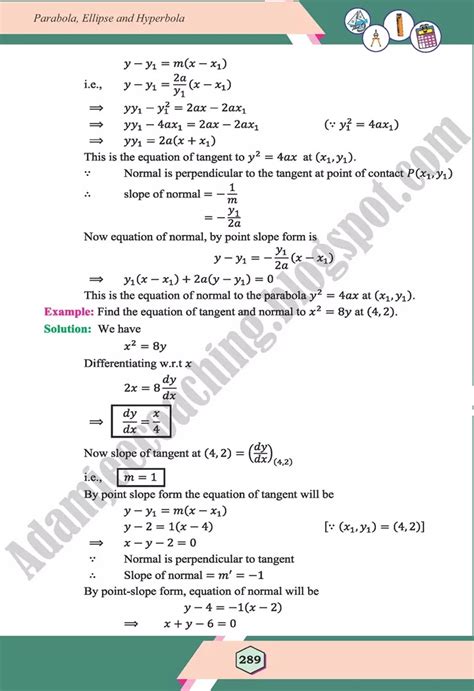 Adamjee Coaching Parabola Ellipse And Hyperbola Mathematics Class Th Text Book