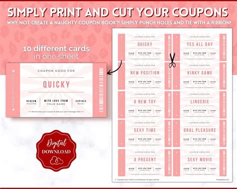 Naughty Sex Coupons For Valentines Personalized Couples T Pink