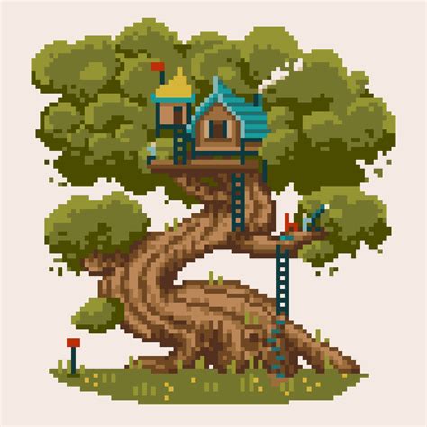 Pixel Art Tree House If You Have Been Creating Your Own Isometric Pixel Town Or Smaller