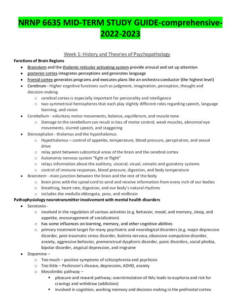 NRNP 6635 MID TERM STUDY GUIDE Comprehensive 2022 2023 Browsegrades