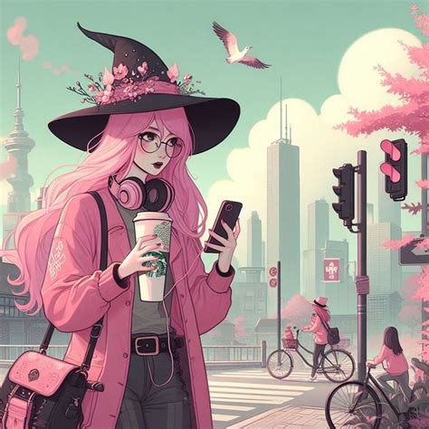 Modern Witch Pastel Pink Witch Aesthetic Modern Witch Art Kawaii