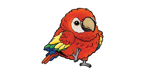 Cute Walking Scarlet Macaw Parrot Bird Birb Chibi Kawaii Anime