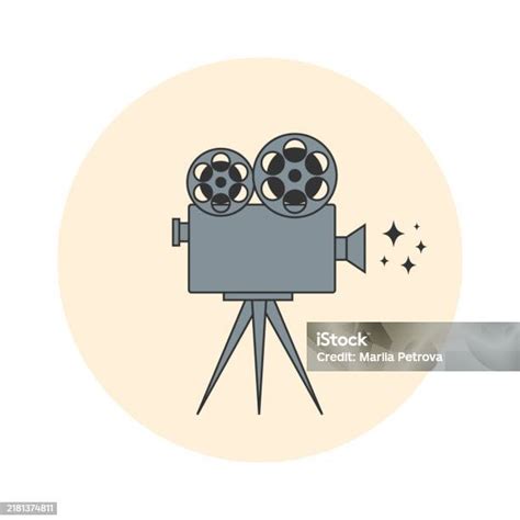 레트로 영화 비디오 카메라 라인 아이콘입니다 영화 컨셉입니다 벡터 일러스트 레이 션 0명에 대한 스톡 벡터 아트 및 기타 이미지 0명 고풍스런 디자인 Istock