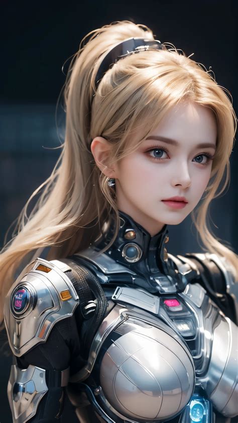 총을 든 미래형 슈트를 입은 여성의 클로즈업 seaart ai