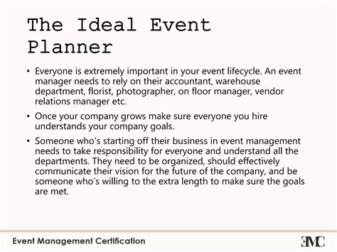 Emc Lec Working For Another Event Company Ppt