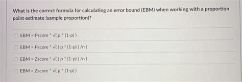 Solved What Is The Correct Formula For Calculating An Error