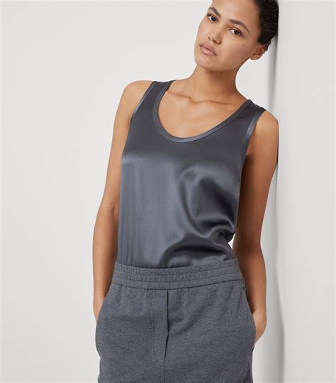 Womens Brunello Cucinelli Grey Stretch Silk Satin Tank Top Harrods Us