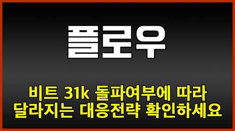 플로우코인상승구간 비트 31k 돌파여부에 따라 달라지는 대응전략 확인하세요 플로우코인 플로우코인호재 플로우코인전망