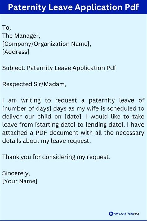 5 Samples Paternity Leave Application