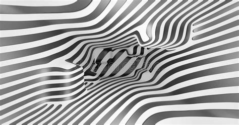 3d Rendering Abstract Black And White Surface With Flowing Undulating Lines Creating An