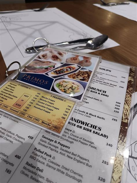 Menu At Primos Restaurant Bacolod