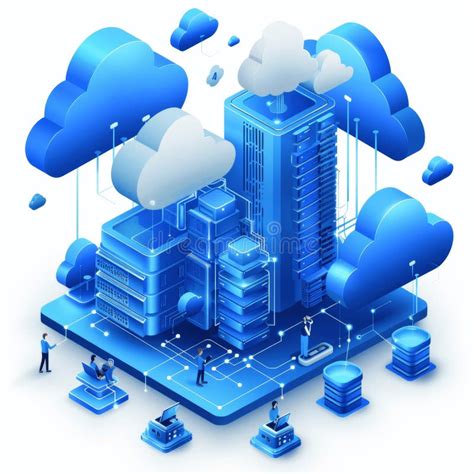 Isometric Cloud Server Data Center Illustration Tech Connectivity Virtualization Stock