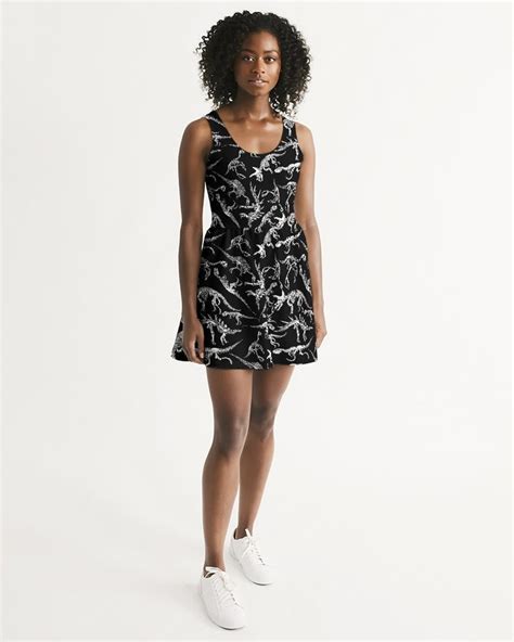 Dinosaur Skeleton Gothic Dress Goth Skater Dino Dress Etsy