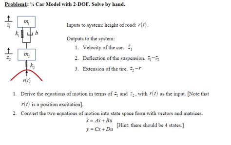 Solved Problem Car Model With Dof Solve By Hand Chegg