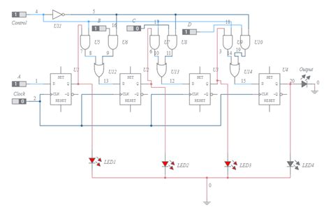 4 Bit Shift Register Piso Multisim Live