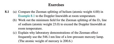 Exercises 8 1 A Compare The Zeeman Splitting Of