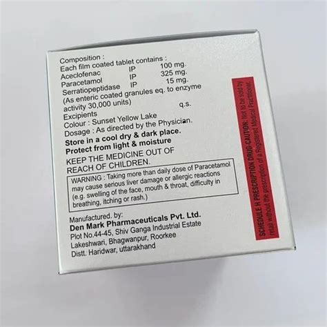 Mytiflam Asp Tablet Composition Aceclofenac 100mg Paracetamol 325mg Serratiopeptidase 10mg