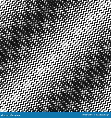 Vector Halftone Seamless Pattern Diagonal Zig Zag Wavy Lines Stock