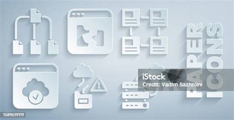Set Cloud Technology Data Transfer Hierarchy Organogram Chart Network