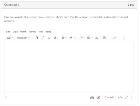 Solved Question Pts Give An Example Of A Relation On A Chegg Com