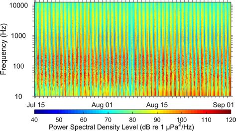 Spectrogram Of Underwater Sounds For The 50‐day Recording Period