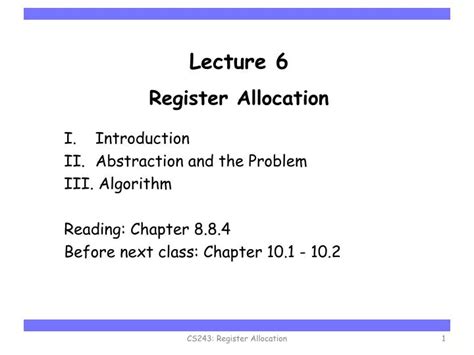 Ppt Lecture 6 Register Allocation Powerpoint Presentation Free