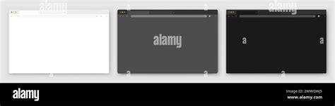 A Set Of Realistic Empty Browser Windows In White Gray And Black With A Toolbar Search Bar And