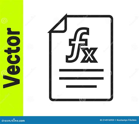 Black Line Function Mathematical Symbol Icon Isolated On White Background Vector Stock Vector