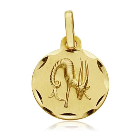 Medalla oro 18k horóscopo Capricornio 13mm signo zodiaco AA7399GR