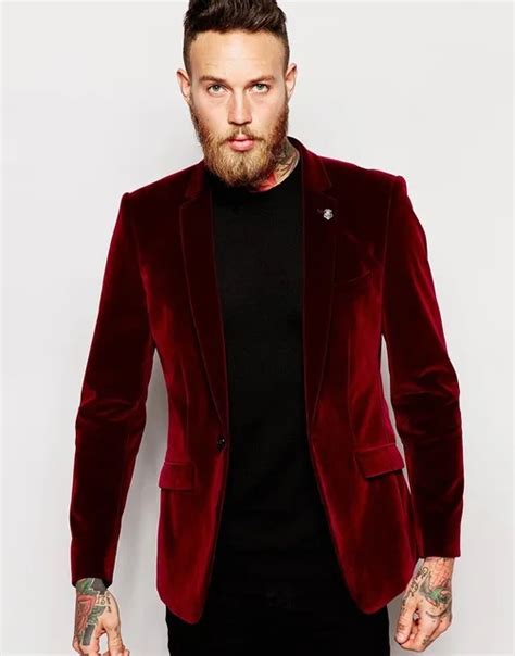 2018 Burgundy Velvet Coat With Black Pant High Quality Groomsmen