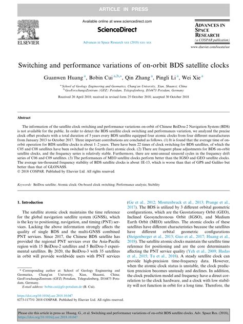 Pdf Switching And Performance Variations Of On Orbit Bds Satellite Clocks