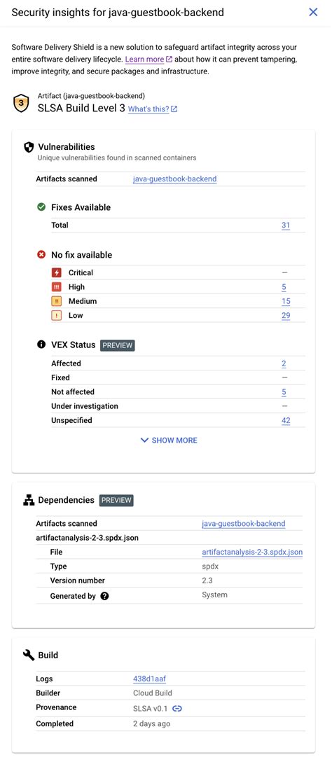 View Build Security Insights Cloud Build Documentation Google Cloud