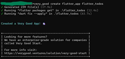 Docs Command To Create Flutter Project Using Very Good Cli Needs To Be