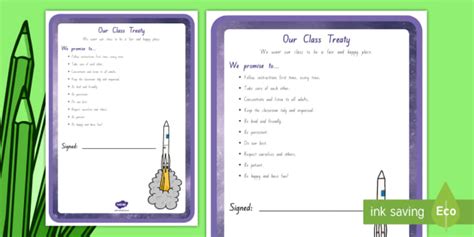 Space Themed Class Treaty Display Poster Teacher Made