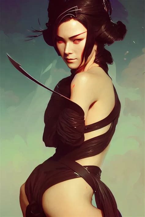 A Beautiful Ninja Woman Fantasy Portrait Sharp Stable Diffusion