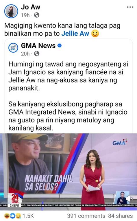 Jellie Aw Sister Warns Her In Forgiving Jam Ignacio Magiging Kwento Ka Philnews