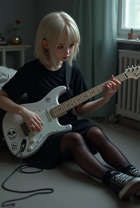 An Emo Girl Girl Silver Hair Red Eyes White Skin Small Mouth Without