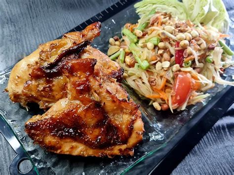 วิธีทำ ส้มตำไก่ย่าง ตำส้มไทยสไตล์ ใช้หม้อทอดไร้น้ำมัน