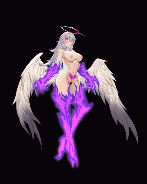 Shen Hai Ichigo Original Absurdres Highres Variant Set 1girl Angel Wings Black Background