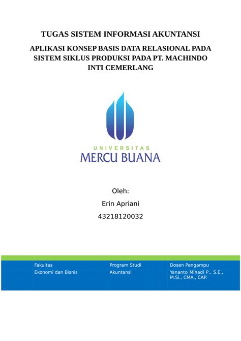 Pdf Konsep Basis Data Berelasi Pada Sistem Siklus Produksi