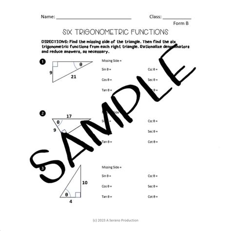 Six Trigonometric Functions Bundle By A Serano Production Tpt