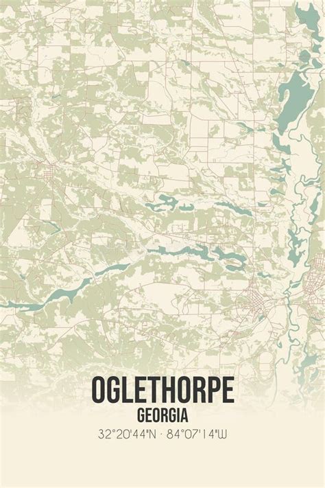 Retro Us Map Of Oglethorpe Georgia Vintage Street Map Stock