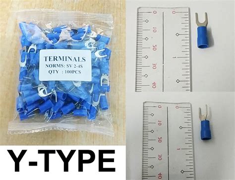 INSULATED TERMINAL LUG 16 14 AWG SV 2 4S V2 4Y BLUE FORK TYPE SV 2
