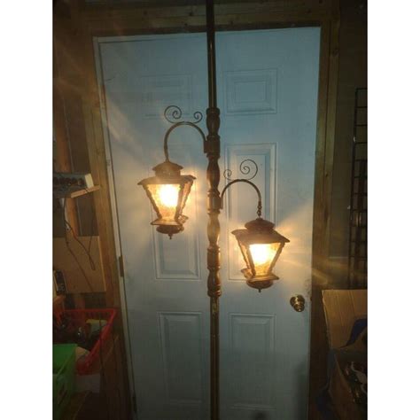 Mid Century Amber Tension Pole Floor Lamp Chairish