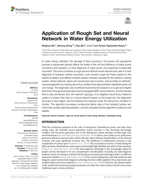 Pdf Application Of Rough Set And Neural Network In Water Energy