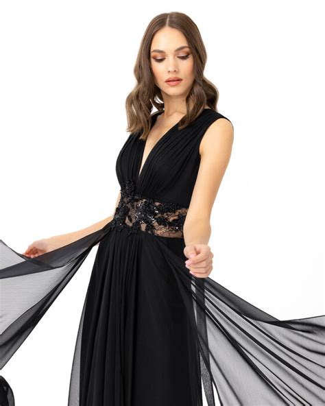 A Cut V Neck Chiffon Evening Dress Ilmio