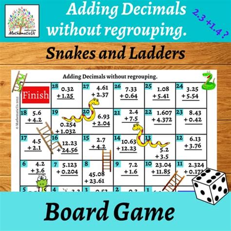 Adding Decimals Without Regrouping Snakes And Ladders Maths Board Game