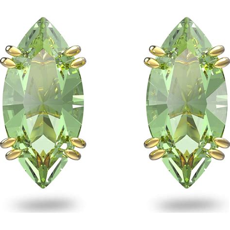Swarovski Gema Stud Earrings Green Gold Tone Plated 5614453