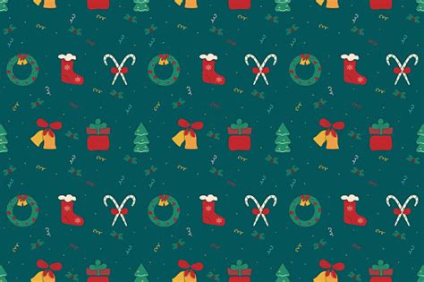 크리스마스와 새해 장식이 있는 짙은 녹색 배경의 축제 패턴 공휴일에 대한 스톡 벡터 아트 및 기타 이미지 공휴일 나비매듭 놀라움 Istock